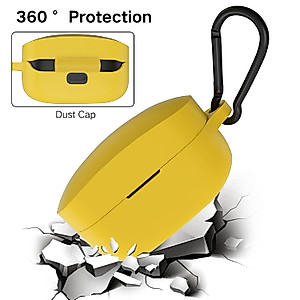 Kanya Case Compatible with Sony WF-1000XM4,2 Packs Full Protective Shockproof Anti-Slip Silicone Case Cover with Carabiner and Silicone Hand Strap for Sony WF-1000XM4 (Sky Blue+Yellow)