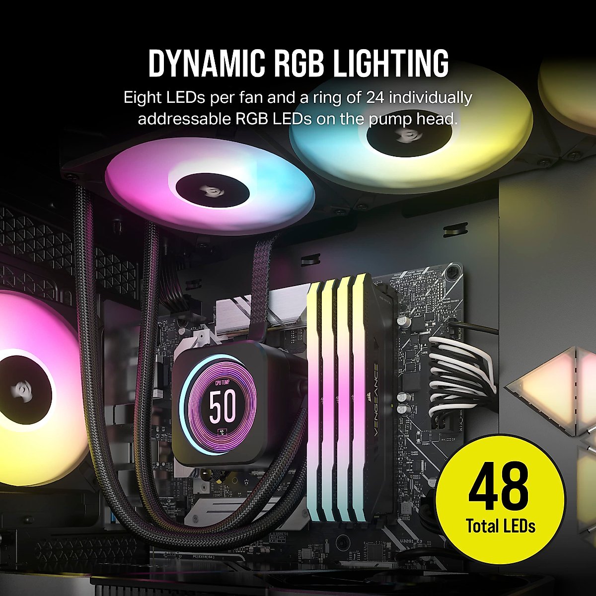 Corsair iCUE H150i Elite LCD XT Liquid CPU Cooler - IPS LCD Screen - Three AF120 RGB Elite Fans - 360mm Radiator - Fits Intel® LGA 1700, AMD® AM5, and More - Included iCUE Commander CORE - Black