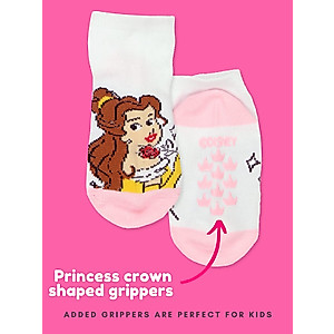 Disney Princess Toddler Girls 6 Pack Socks with Grippers (X-Small (2-4T), Aqua Blue)