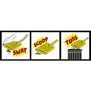 Swat-N-Scoop Heavy Duty Fly Swatter and Spider Catcher and Release (Pack of 3). Insect Fly Catchers for Inside Home. House Fly Killer or Humane Bug Catcher with Built in Insect Scoop.