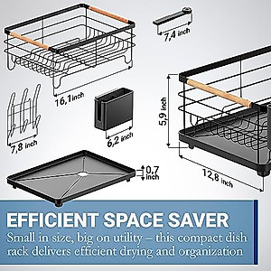 Dish Drying Rack - Dish Drainers for Kitchen Counter - Compact Portable Drainboard - Best RV Accessories Kitchen Storage & Organization - Kitchen Essentials Dish Drying Rack - Housewarming Gift Idea