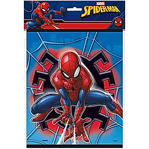 Spiderman Super Hero Birthday Party Supplies Bundle Pack for 16 Includes Dessert Plates, Napkins, Table Cover, Happy Birthday Banner, Paper Masks, Favor Loot Bags, Favor Bracelets, Mylar - 84 Pieces