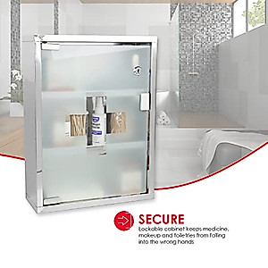 Home Basics MC35180 Medicine Cabinet, 12'' x 16'' x 4.75'' (35 x 40.6 x 12 cm), Silver