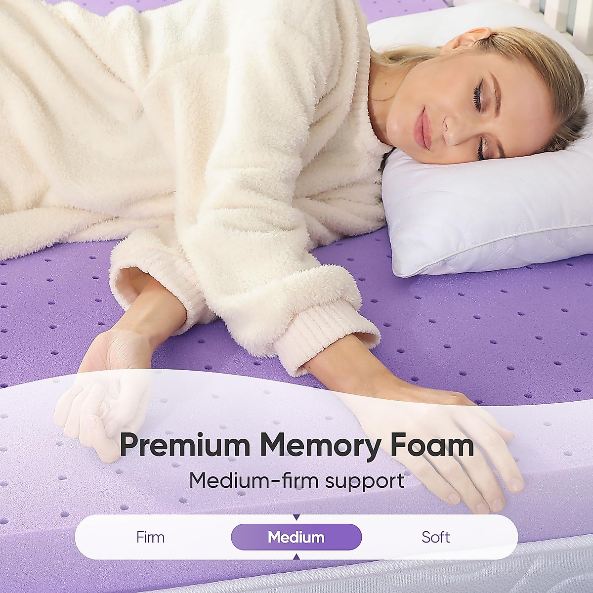 1.9 inch Twin (39"x75") Gel Memory Foam Mattress Topper Ventilated Soft Mattress Pad, Bed Topper, CertiPUR-US Certified, Twin Size