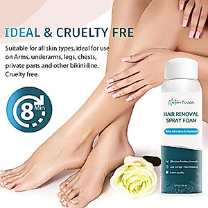 NATURE NATION Hair Removal Spray Foam - 7.17 oz (212ml) - Cream - Bigger Size & Newest Formula with Aloe Vera Blue 7.17 Fl Oz (Pack of 1)