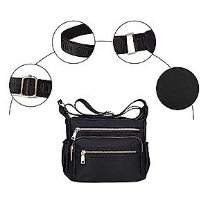 NOTAG Nylon Crossbody Bags for Women Small Waterproof Cross Body Handbag Mutilpockets Shoulder Bags Lightweight Travel Purses (Black)