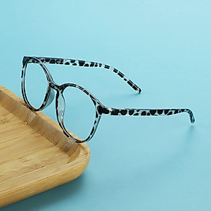 VisionGlobal Blue Light Blocking Glasses for Women/Men, Anti Eyestrain, Computer Reading, TV Glasses, Stylish Oval Frame, Anti Glare(Leopard,No Magnification)
