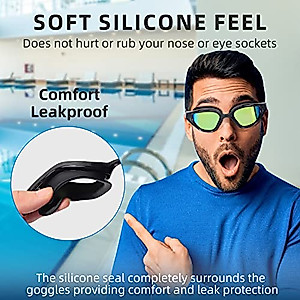 Seago Polarized Goggles for Adult Swimming No Leaking Anti Fog UV Protection, Mirrored Clear View Silicone Seal, Triathlon Swimming Goggles Water Pool Goggles Swim Goggles for Adult Men Women Youth