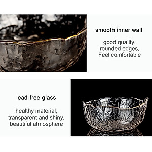 DEDEMCO 3 PCS Glass Salad Bowl,Phnom Penh Mixing Bowls,Crystal Bowls Irregular Shape Serving Bowls,Stackable Dessert Bowls for Kitchen Prep Fruit Pasta,300ml,750ml,1050ml