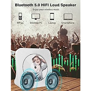 Portable CD Player with Bluetooth: 4000mAh Rechargeable Kpop Music Player with HiFi Speaker,Remote Control,LCD Display,Sleep Timer,Headphone Jack, Supports CD/Bluetooth/FM Radio/U-Disk/AUX
