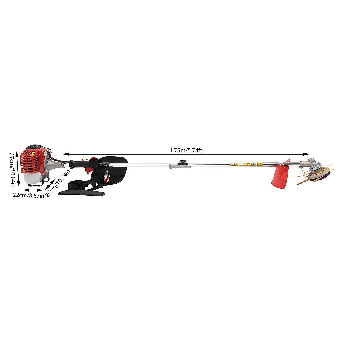 TQSHOoP Weed Wacker Gas Powered 2 Stroke 26CC Gas String Trimmer Edger Gasoline Grass Trimmer Cordless Portable Brush Cutter with 2 Blade Heads for Yard Garden