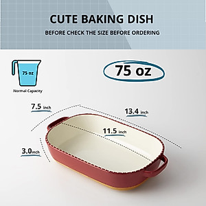 LIFVER Baking Dish, 75 oz Ceramic Baking Dishes for Oven, Ceramic Bakeware, Casserole Dish, Rectangular Lasagna Pan Deep, Porcelain Baking Pan for Cooking, Cake, Banquet , Oven Safe, 11.5X 7.5 Inch