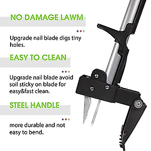 ORIENTOOLS Garden Weeder, Stand-up Steel Weeding Root Puller with 39 Inch Long Handle, Labor Saving Dandelions Remover Tool with 4 Claws and Heavy Duty Foot Pedal, No Bending or Kneeling