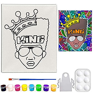 Indigo Art Studio Pre Drawn Canvas Paint Kit for Adults Couples | 2 PACK Bundle | King Queen Love Sneakers | DIY Birthday Gift & Sip and Paint With Twist Party Favor (8x10 Inches)