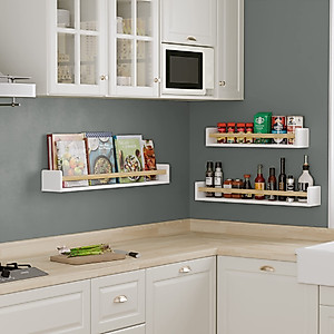 Wallniture Madrid Multisize 36''-30''-24'' Floating Bookshelves Kids Room Bookshelf Nursery Shelves Set of 3, White