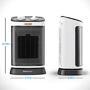 Pro Breeze Oscillating Ceramic Space Heater 1500W – Heater Fan with 6 Operation Modes, Adjustable Thermostat, Overheat Protection and Tip-over Switch – Fan Heater for Home Office, Bedroom, Desk