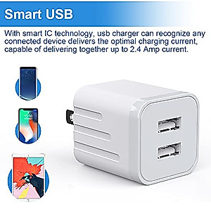 USB Wall Charger, [Apple MFi Certified] iPhone Charger Lightning Cable 6FT(4PACK) Fast Charging Data Sync Cords Dual Port USB Plug Compatible with iPhone 12/mini/Pro/Max/11/Pro/Xs/XR/X/8/7/Plus