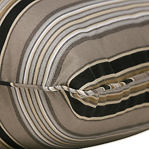 Pillow Perfect Outdoor/Indoor Getaway Stripe Onyx Oversized Lumbar Pillows, 24.5" x 16.5", Black, 2 Count