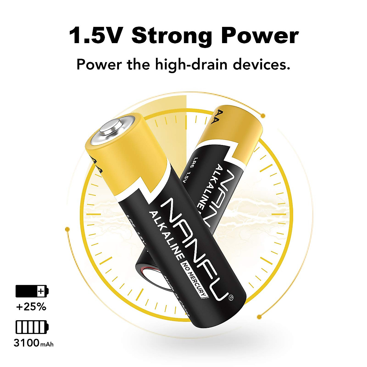 NANFU No Leakage Long Lasting AA 48 Batteries [Ultra Power] Premium LR6 Alkaline Battery 1.5v Non Rechargeable Batteries for Clocks Remotes Games Controllers Toys & Electronic Device