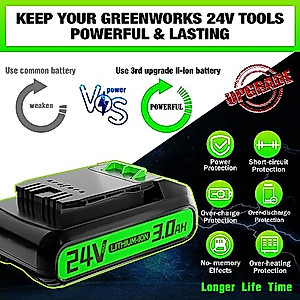 TenHutt 【Upgrade】 3.0Ah 24V Replace Battery for Greenworks 29842 29852 Lithium Battery Compatible with 20352 22232 2508302 24V Cordless Tools