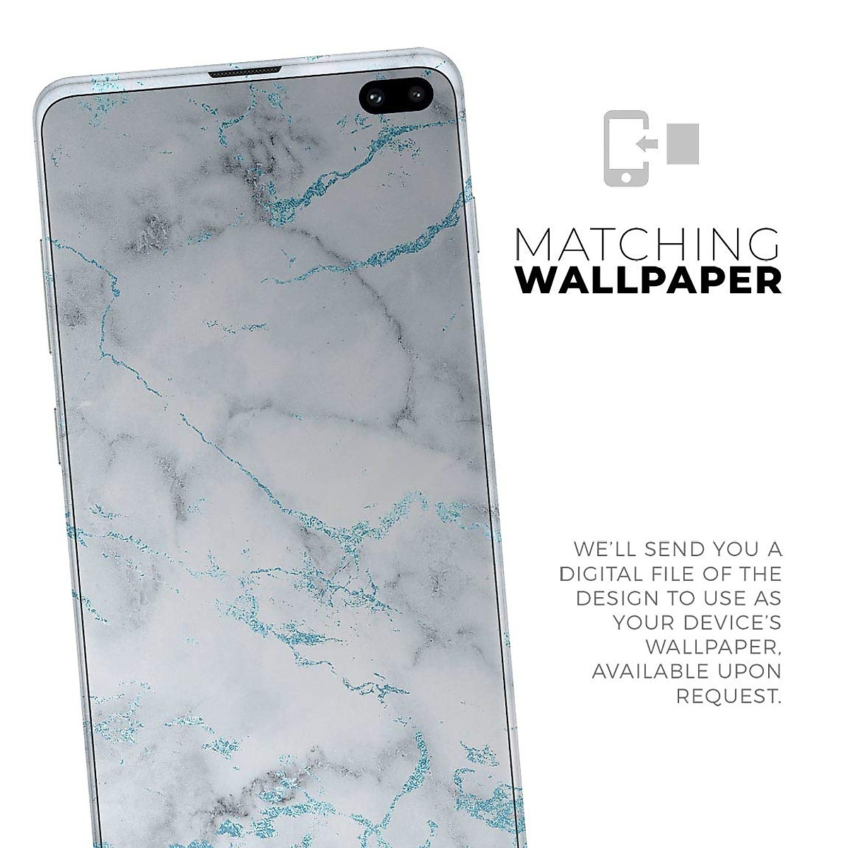 DesignSkinz Marble & Digital Blue Frosted Foil V4 Protective Vinyl Decal Wrap Skin Cover Compatible with The Samsung Galaxy S20 (Screen Trim & Back Glass Skin)