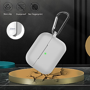 Coffea for Airpods Pro 2nd Generation Case Cover, Soft Silicone Shock-Absorbing Protective Case with Keychain for New Apple Airpods Pro 2 Case 2022 [Front LED Visible] - Gray