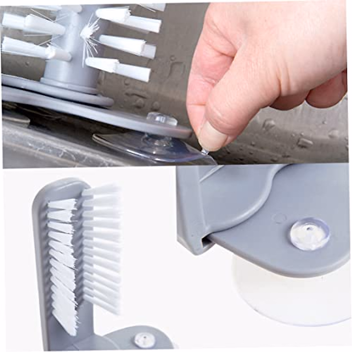 Mednkoku Glass Washer with Suction Base Standing Double Sided Bristle Cleaner Bottle Cleaning Brush Cup Washing Brushes