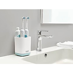 Joseph Joseph 70500 EasyStore Toothbrush Holder Bathroom Storage Organizer Caddy, Small, Blue