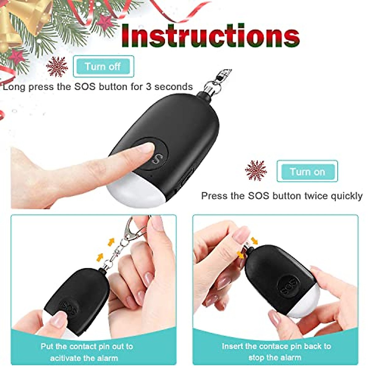 Safe Sound Personal Alarm - 130dB USB Rechargeable Keychain Alarm Self Defense Security Alarm with Mini Emergency LED Light for Women Kids Elderly