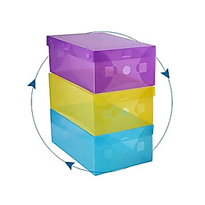 Cabilock Clear Shoe Boxes Storage Shoes Container Color Stackable Case Purple Clear Plastic Candy Organizer Plastic Storage Box