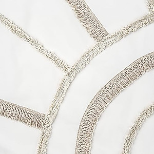 Sweet Jojo Designs Ivory Boho Chic Sun Boy Girl Unisex Queen Duvet Cover Bedding Set Full Size Bed Comforter Case Shams 3pc Off White Cotton Bohemian Farmhouse Shabby Southwestern Beige Tassel Fringe