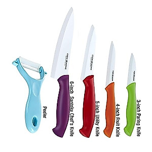 Cook N Home 9-Piece Ceramic Knife Set with Sheaths, Multicolor