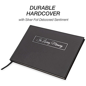 Black Guest Book – Hardcover Guest Book - 9" x 6" Guest Book with Debossed"in Loving Memory" Text – Funeral Book– Memory Book -Signature Book