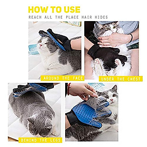 EJG New Version 1 Pair Pet Grooming Gloves with Hair Removal Brush, Deshedding Gloves to Brush and Fur Remover, Dematter Deshedder for Dog, Cat, Horse with Long & Short Fur