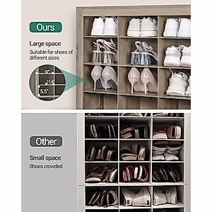 Hzuaneri Shoe Storage Cabinet, 36 Pairs Free Standing Closet Organizer, 8.8 inch Widened Cell Wood Shoe Organizer, 12 Tiers Vertical Space Saving Shoe Rack for Entryway, Bedroom, Greige SR20705B