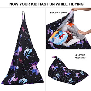 MELANIE'S POWER 200L Animal Storage Bean Bag Cover, Kids Toy Storage Organizer Stuffed Seat Soft Velvet Floor Foldable Chair Sofa Seat Cover for Kids and Adults(Unicorn)