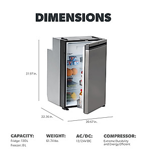Dometic NRX 130S | Compressor Refrigerator | 130 L | Stainless Steel Front Panel | Easy To Use Control Panel