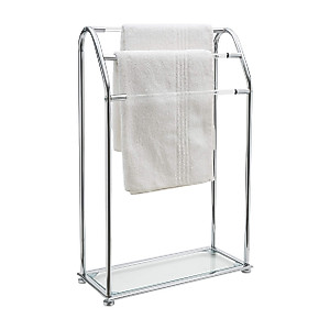 Organize It All 3 Bar Bathroom Towel Drying Rack & Holder with Shelf , Chrome, 62443W-1