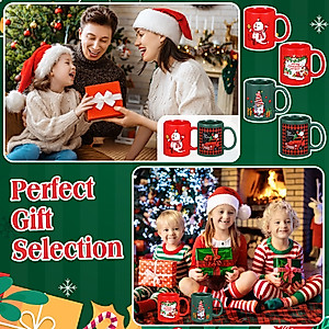 Maxdot 8 Pieces Christmas Mugs 12oz Mug Set Christmas Coffee Mugs with Handle Christmas Ceramic Matching Mugs for Home School Office Table Centerpieces Housewarming Holiday Party Gift