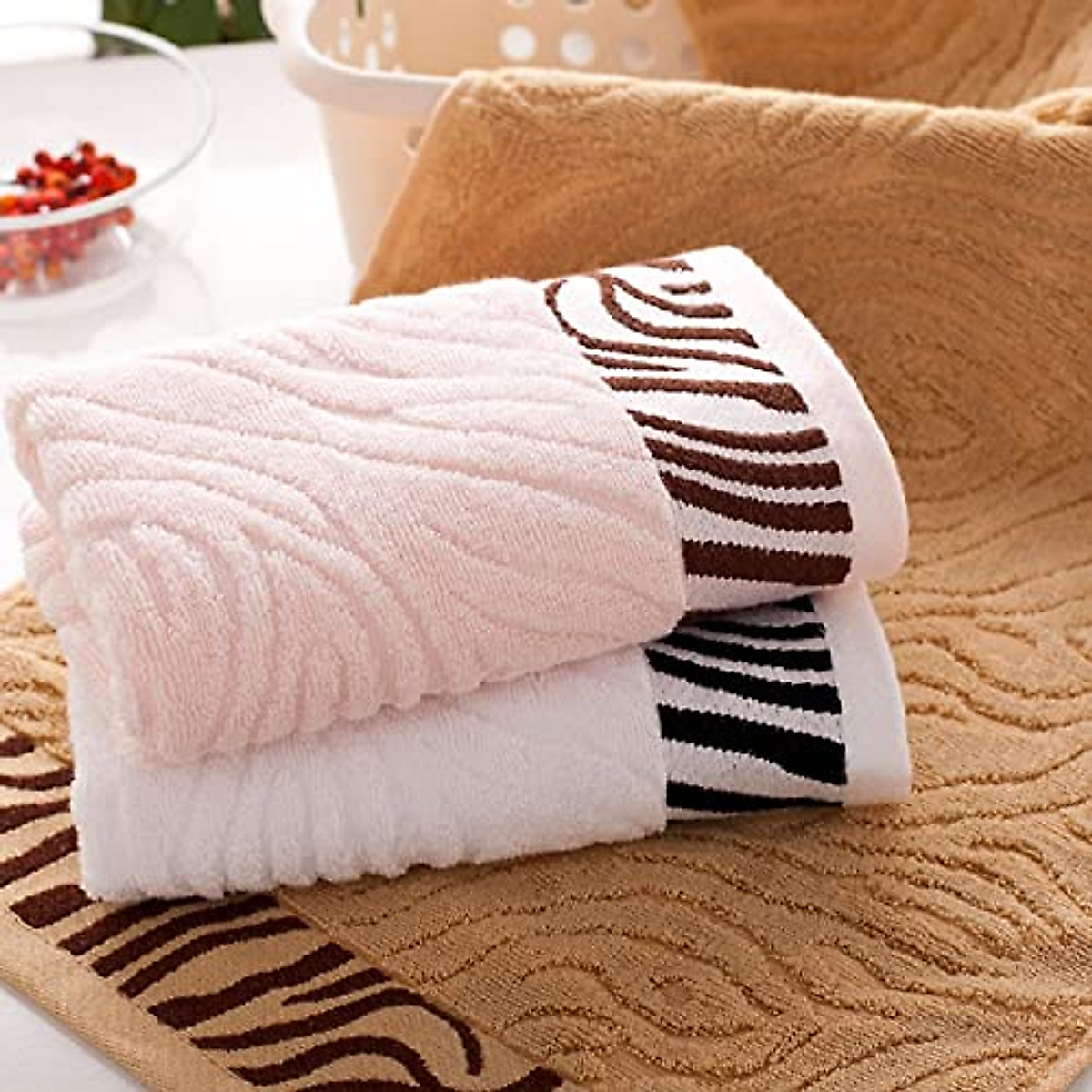 Kissvian Tiger Striped Bathroom Hand Towels Set, Absorbent Soft Bamboo Fiber face Towel for Home(3Pc, 13 x 29 Inch)