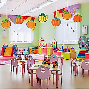 40 Pieces Pumpkin Cutouts Classroom Decoration Pumpkin Cutouts with Glue Point Dots for Bulletin Board Classroom School Fall Theme Thanksgiving Party, 5.9 x 5.9 Inch