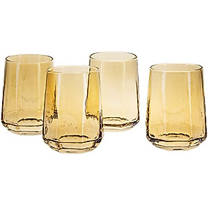 MyGift Vintage Style Amber Glassware Set of 4, Stemless Wine Glasses