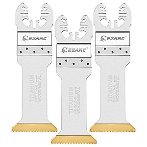 EZARC Titanium Oscillating Multitool Blades Extra-Long Power Cut Saw Blades Fast Cutting for Wood, Metal and Hard Material, 3-Pack