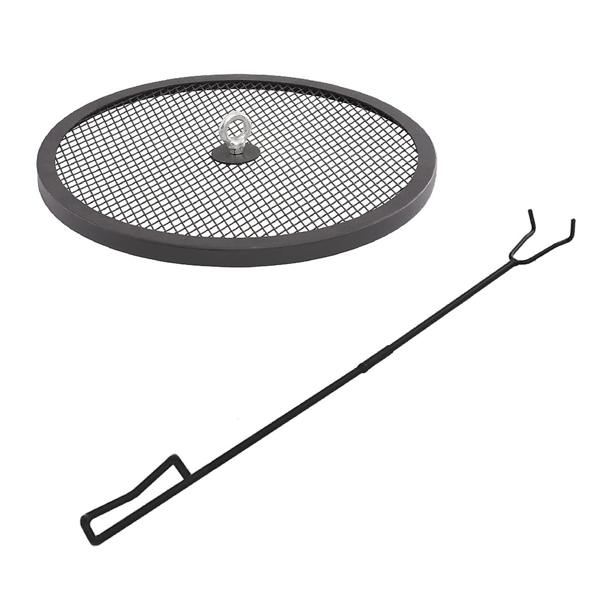Blue Sky Outdoor Living Round Flat Spark Screen and Screen Lift for Ridge Portable Fire Pit, Black