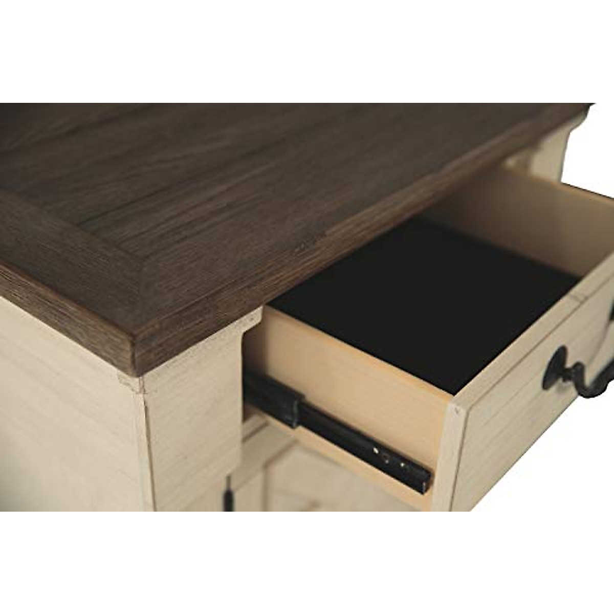 Signature Design by Ashley Bolanburg Farmhouse 1 Drawer Nightstand with Outlets & USB Charging Ports, Antique White
