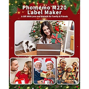 Phomemo M220 Label Maker,3.14 Inch Barcode Label Printer,Portable Thermal Printer,Bluetooth Label Maker with Tape (Address Label,Pink Label, White Label) for Mailing,Name,Home,Office,School