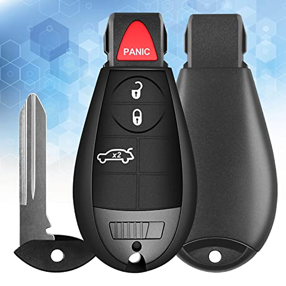 2X Keyless Entry Remote Keys Replacement fit for 2008-2012 Chrysler 300 for Chrysler Town & Country for Dodge Dart Durango Charger Challenger 433MHz (M3N5WY783X IYZC01C)