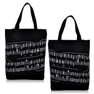 COCOMK Reusable Grocery Bags,Music bag,Canvas Tote Bag Perfect for Shopping,Laptop,School Books Medium