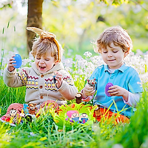 20PCS Easter Eggs Filled with Finger Puppets, Filled Easter Eggs with Family Animals Puppets for Kids, Easter Theme Party, Basket Stuffers Fillers, Easter Egg Hunt