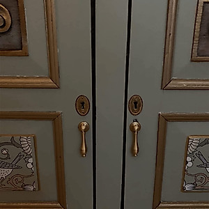 dophee 10Pcs Oval Stamped Antique Brass Decorative Keyhole Cover Plate, Keyhole Escutcheon Plate for Cabinet, Door, Dresser, Drawers, Desk Furniture Hardware